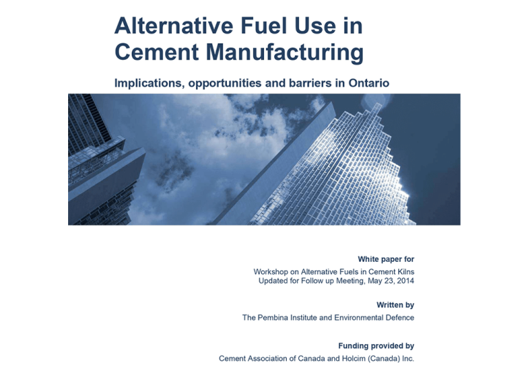 Alternative Fuel Use in Cement Manufacturing, Ontario-Canada - Namicoenergy